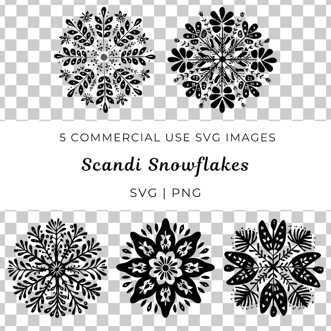 Scandi Folk Art Christmas Snowflakes Svg, Scandinavian Snowflake Svg ...