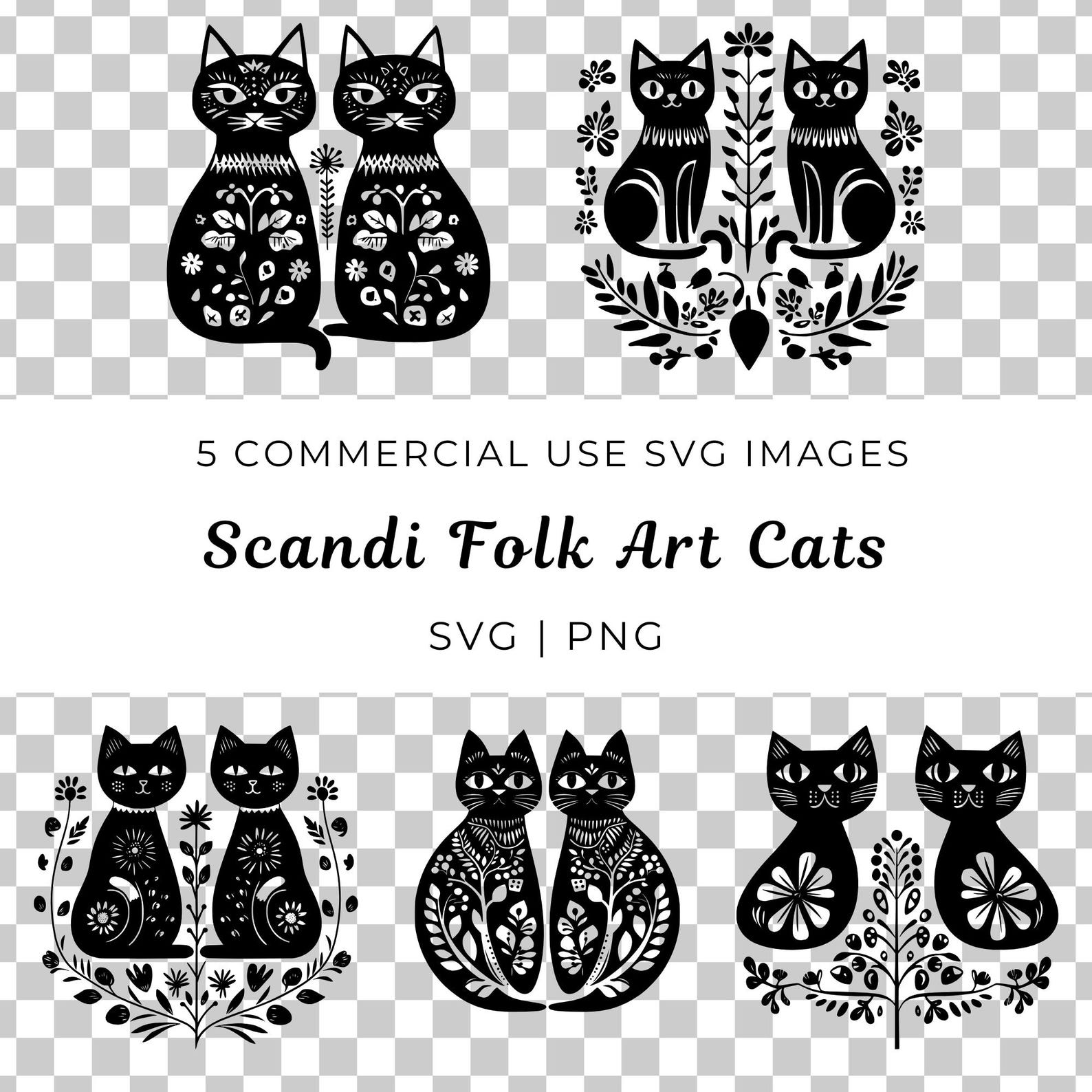 Scandi Cat Svg, Folk Art Cat Svg, Scandinavian Cat Svg, Nordic Cat Svg ...