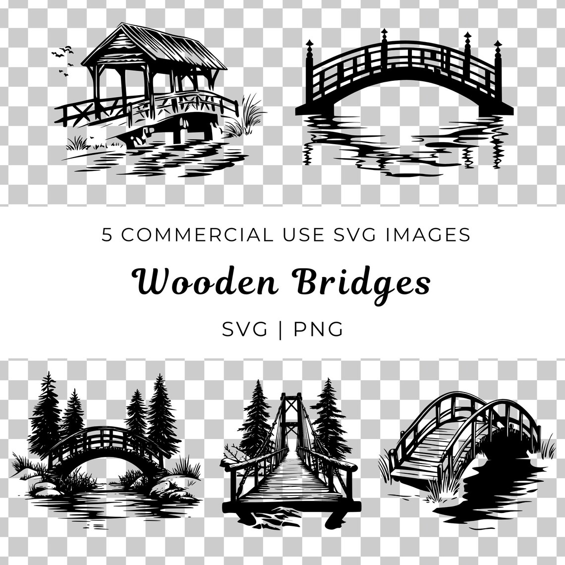 Wooden Bridge Svg, Rustic Bridge Vector, Wooden Footbridge Svg ...