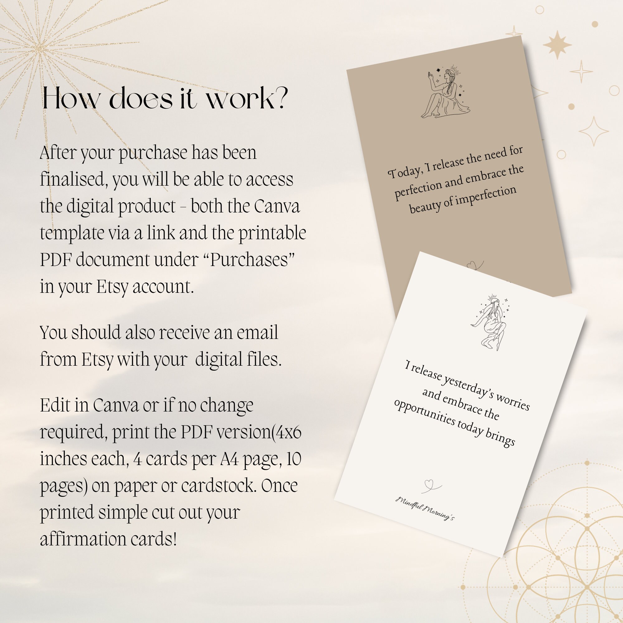 Positive Affirmation Cards, Printable Quotes, Editable Canva Template ...