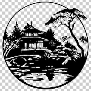 Japanese Garden Scene Vector, Zen Garden Vector, Traditional Japanese ...