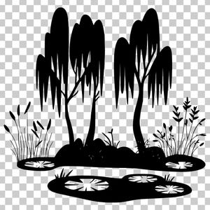 Wetlands and Swamps Svg, Nature Habitat Svg, Marshland Scene Vector ...