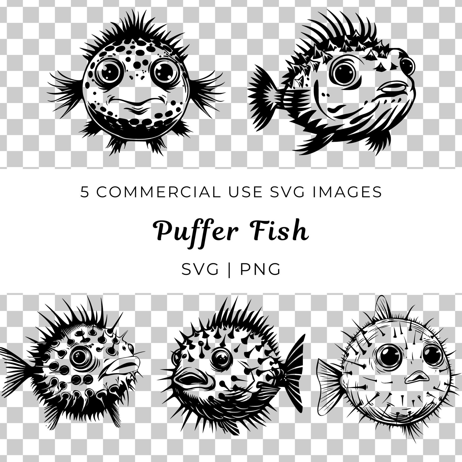 Puffer Fish Svg, Blowfish Svg, Spiky Fish Vector, Cartoon Puffer Fish ...