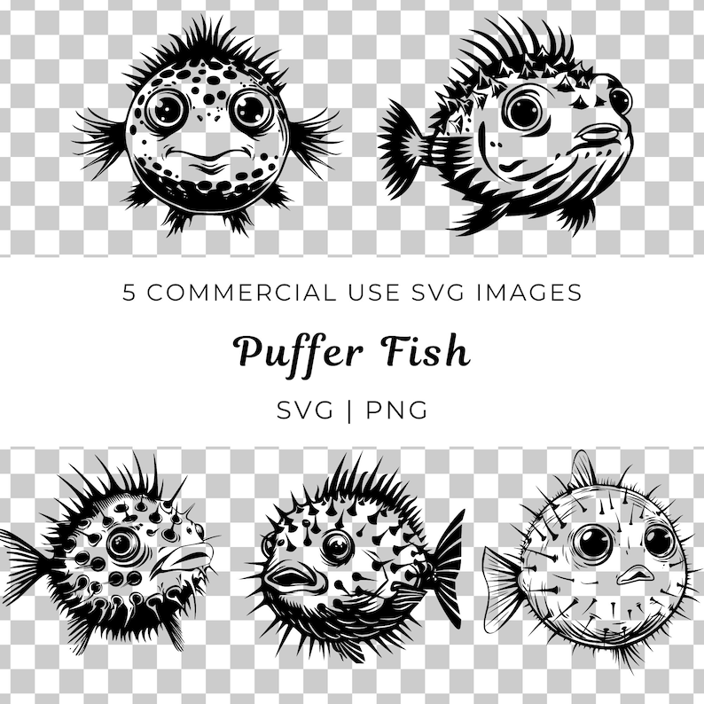 Puffer Fish Svg, Blowfish Svg, Spiky Fish Vector, Cartoon Puffer Fish ...