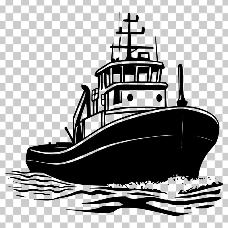 Tugboat Vector, Harbor Boat Svg, Maritime Svg, Nautical Tugboat Svg ...
