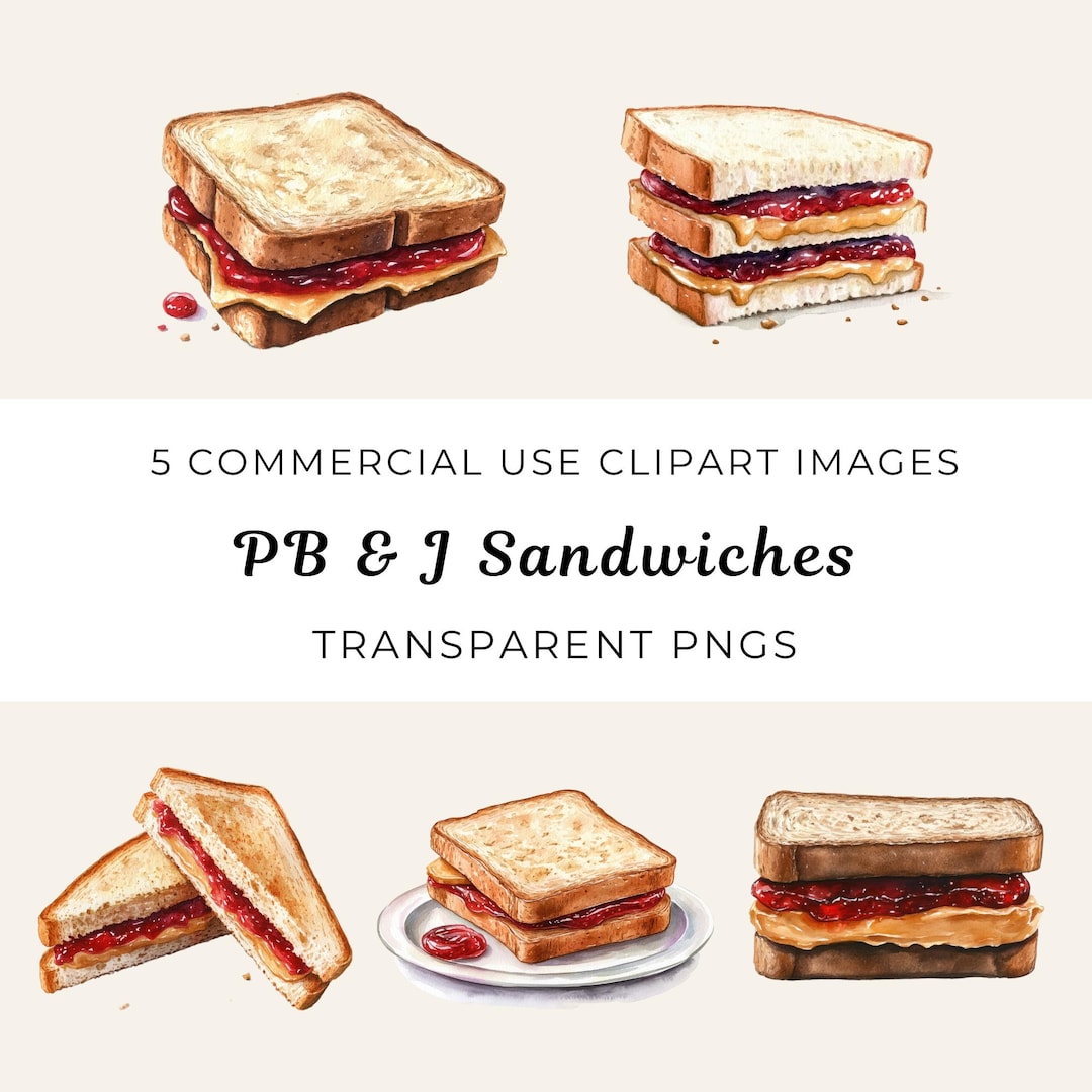 Peanut Butter and Jelly Sandwich Clipart, PB and J Clipart, Peanut Butter and Jelly Png, Kids ...