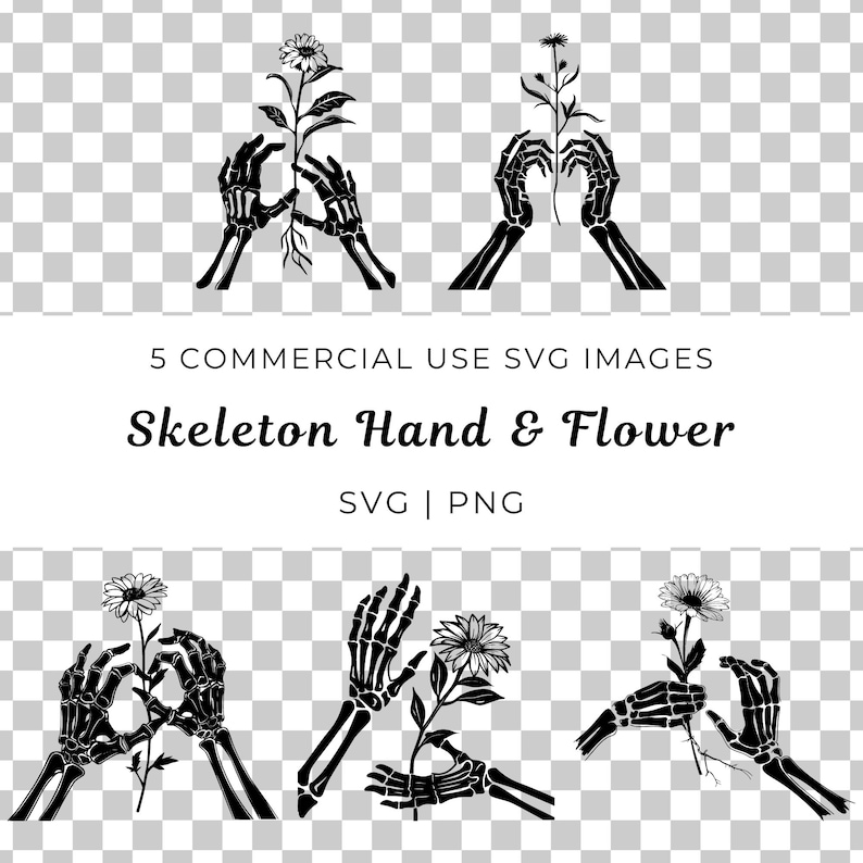 Skeleton Hand Flower Svg Floral Skeleton Svg Halloween Svg File ...
