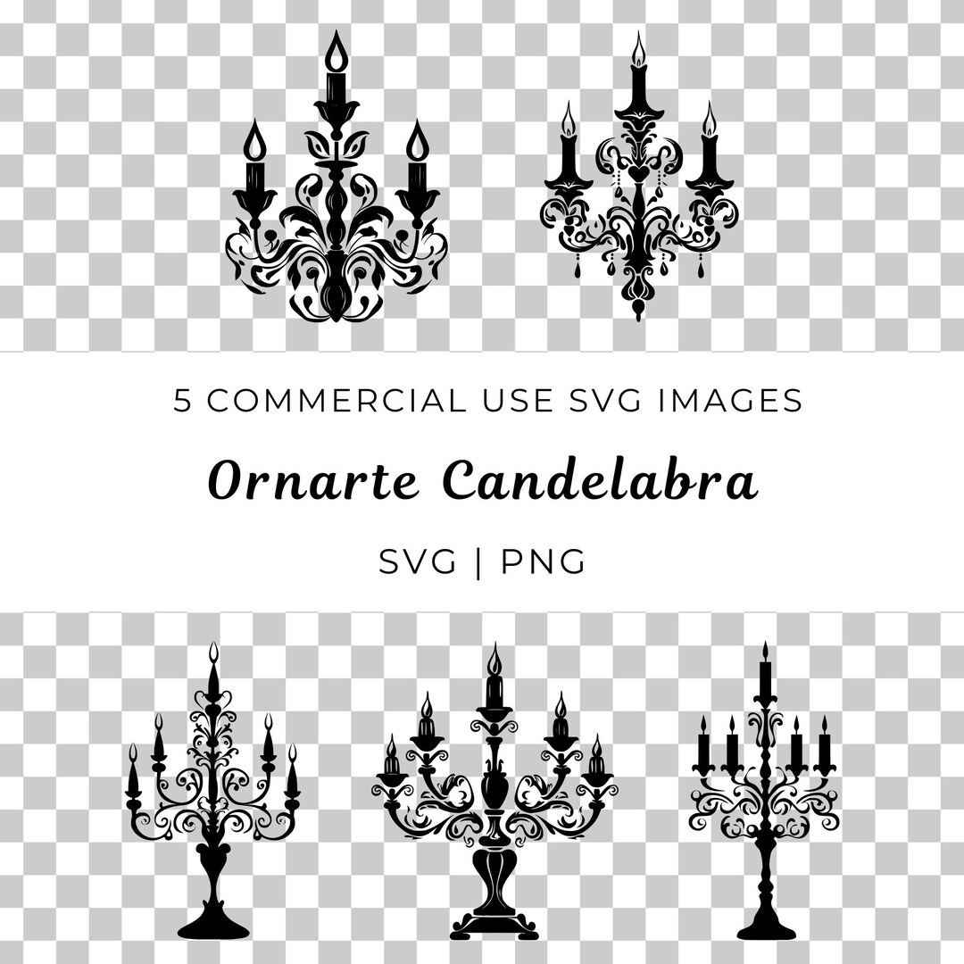 Ornate Candelabra SVG, Victorian Candle Holder Vector (digital Download ...