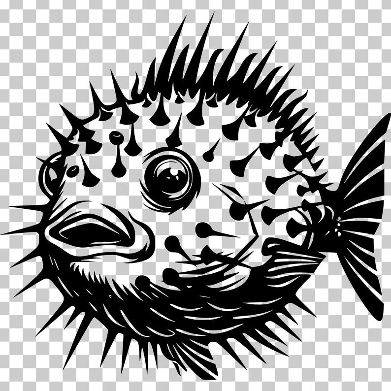 Puffer Fish Svg, Blowfish Svg, Spiky Fish Vector, Cartoon Puffer Fish ...