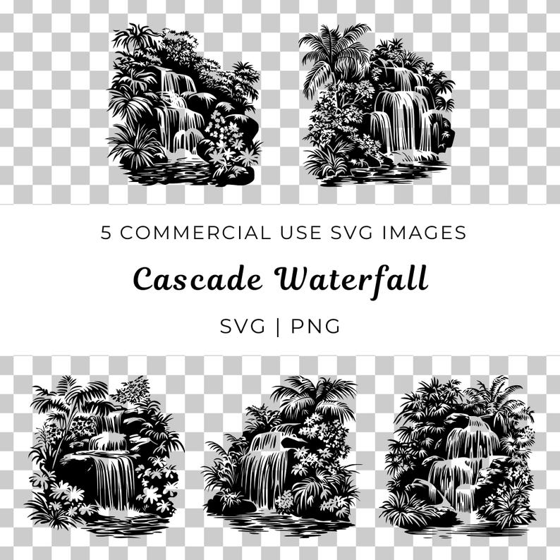 Cascade Waterfall Svg, Serene Flowing Water Vector, Natural Falls Svg ...