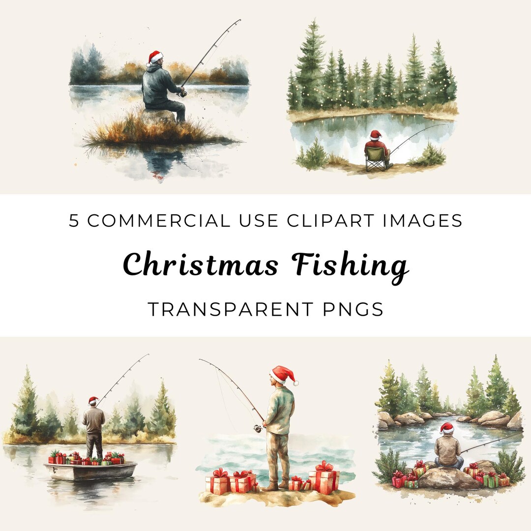 Christmas Fishing Clipart, Holiday Fisherman PNG (digital Download) - Etsy