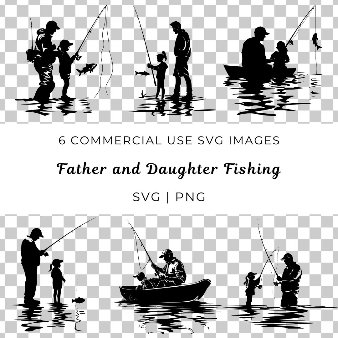 Father Daughter Fishing Svg | Fishing Clipart | Fishing Dad With Svg ...