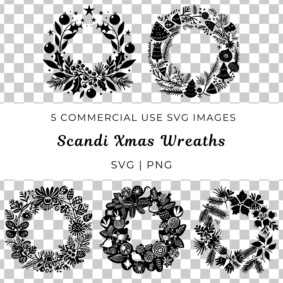 Scandi Christmas Wreath SVG, Nordic Floral Design (digital Download) - Etsy