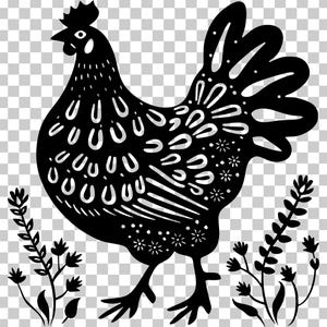 Scandi Chicken Svg, Folk Art Chicken Svg, Country Hen Svg, Folk Art ...