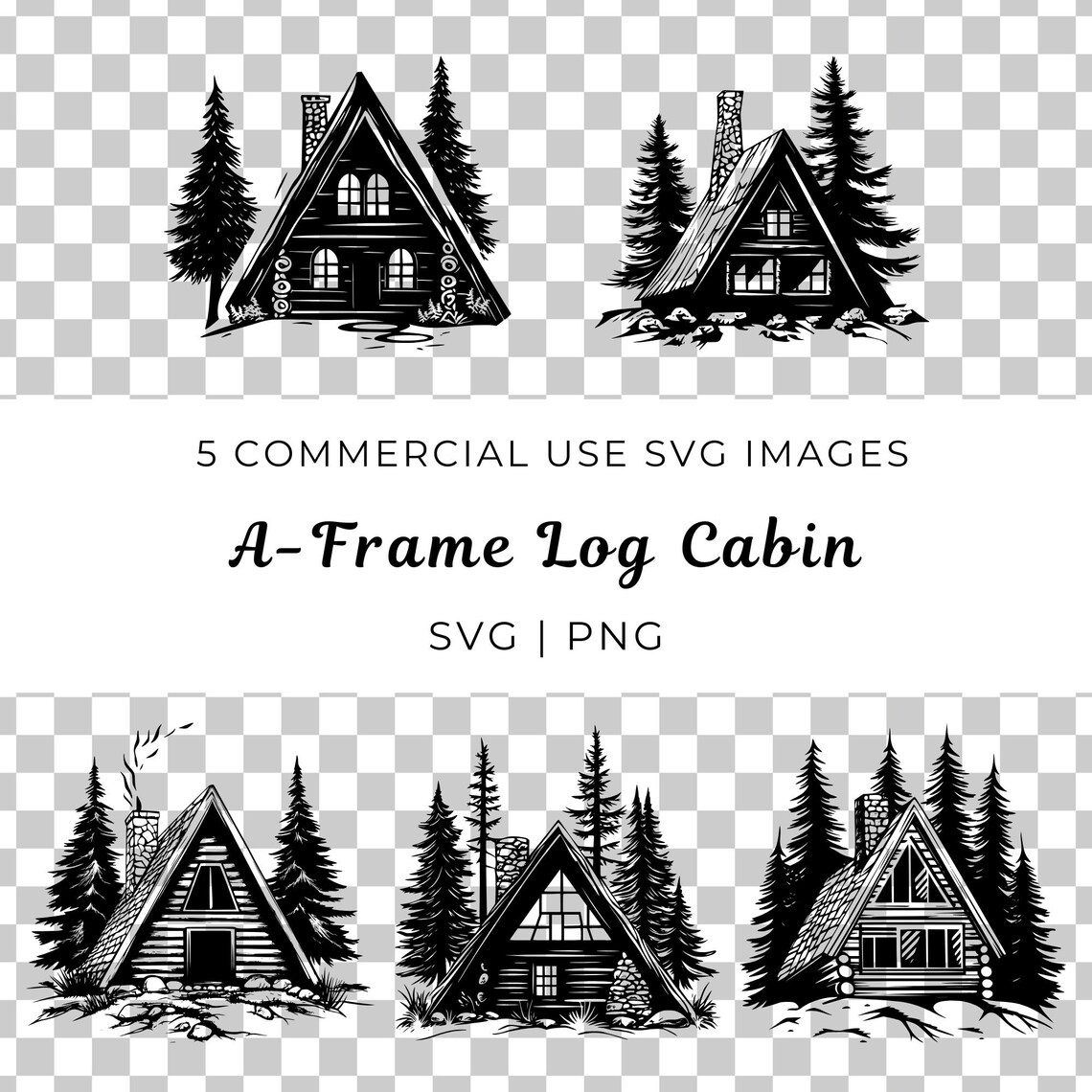 A-frame Log Cabin SVG PNG Bundle (digital Download) - Etsy