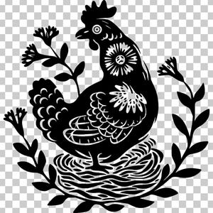 Scandi Chicken Svg, Folk Art Chicken Svg, Country Hen Svg, Folk Art ...