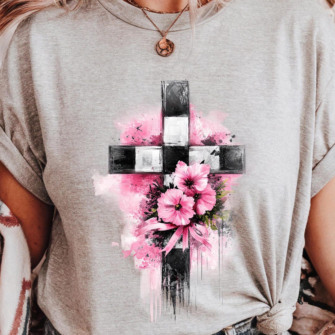 Checkered Cross Png, Easter Christian Floral Png, Easter Cross With ...