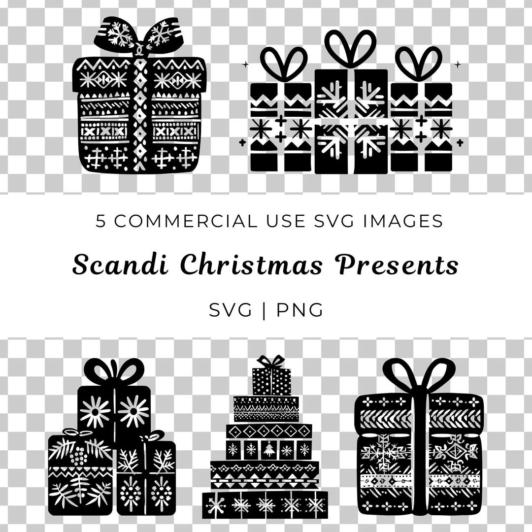 Scandi Christmas Presents Svg, Scandinavian Folk Pattern, Nordic ...