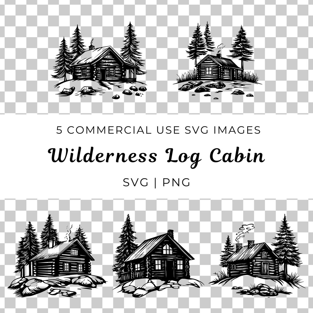 Wilderness Log Cabin Svg, Rustic Log Cabin SVG, Woodland Retreat House ...