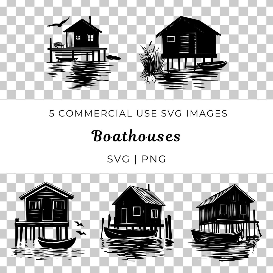 Boathouse Vector SVG, Waterfront Building Clipart (digital Download) - Etsy