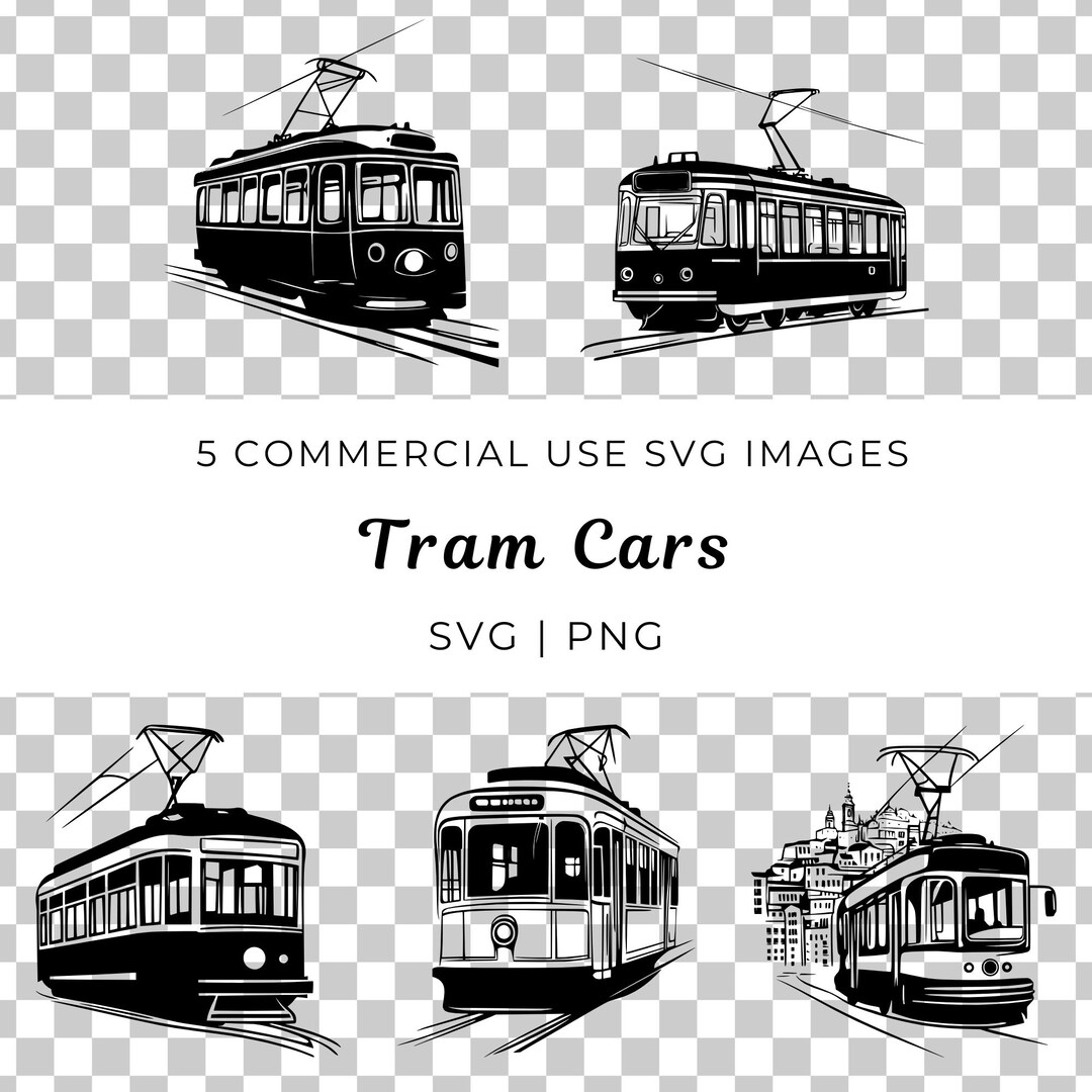 Tram Cars Svg, Vintage Tram Vector, Historic Streetcar Svg, City Tram ...