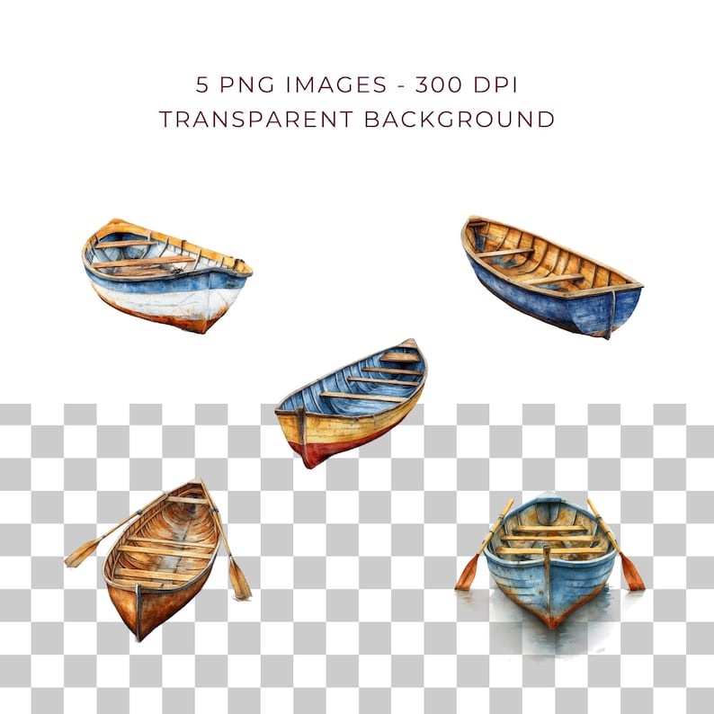 Row Boat Png, Rowing Clipart, Seaside Clipart, Wooden Boat Png, Small ...