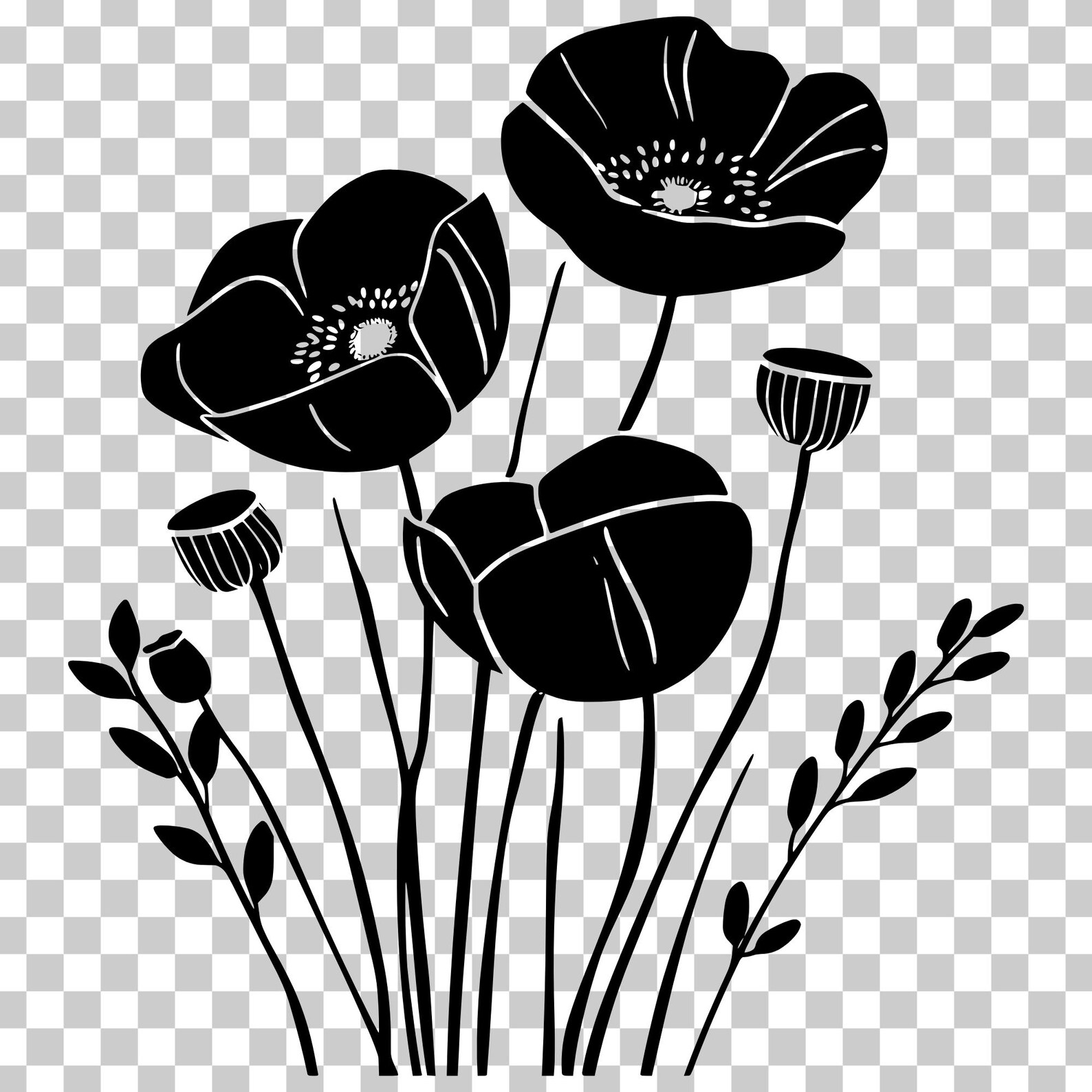 Scandi Poppy Svg, Scandinavian Flower Vector, Nordic Poppy Svg, Folk ...