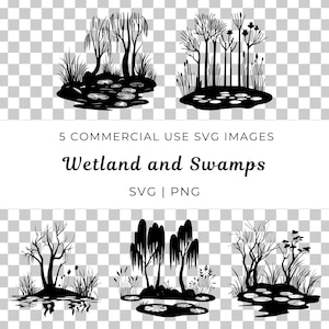 Wetlands and Swamps Svg, Nature Habitat Svg, Marshland Scene Vector ...