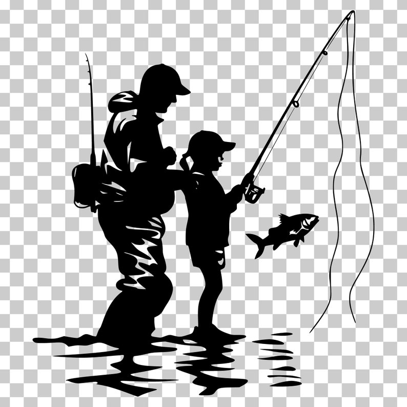 Father Daughter Fishing Svg | Fishing Clipart | Fishing Dad With Svg ...