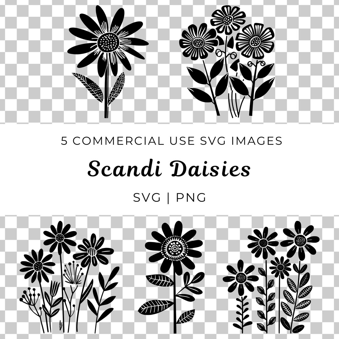 Scandi Daisy Svg, Scandi Flower Vector, Spring Flowers Svg ...