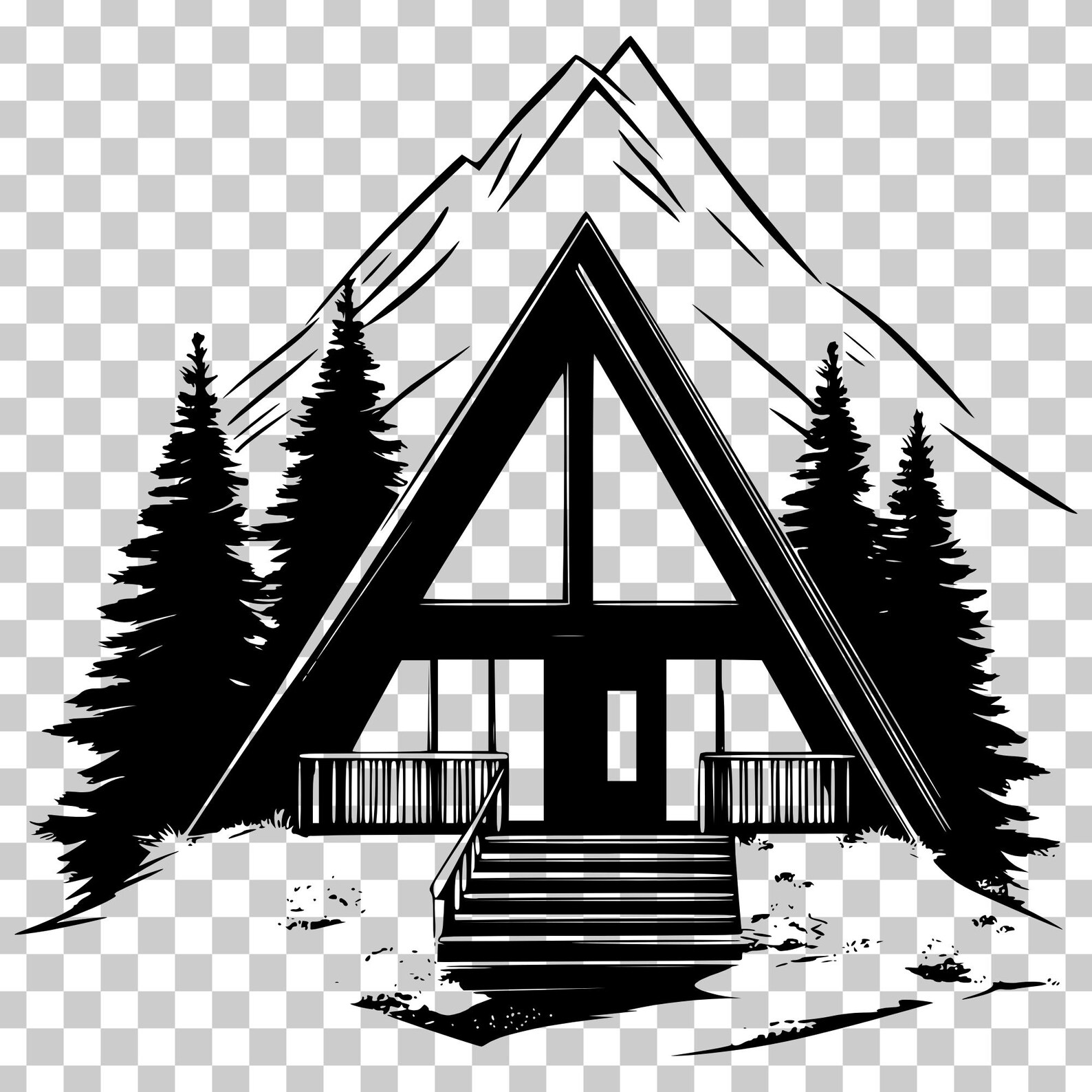 Mountain Chalet Svg, Alpine Cabin Svg, Rustic Chalet Svg, Snowy ...
