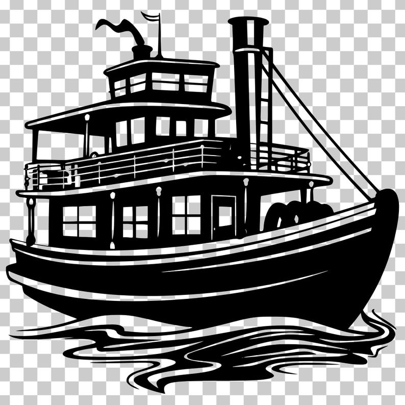 Vintage Steamboat Vector, Riverboat SVG Clipart (digital Download) - Etsy
