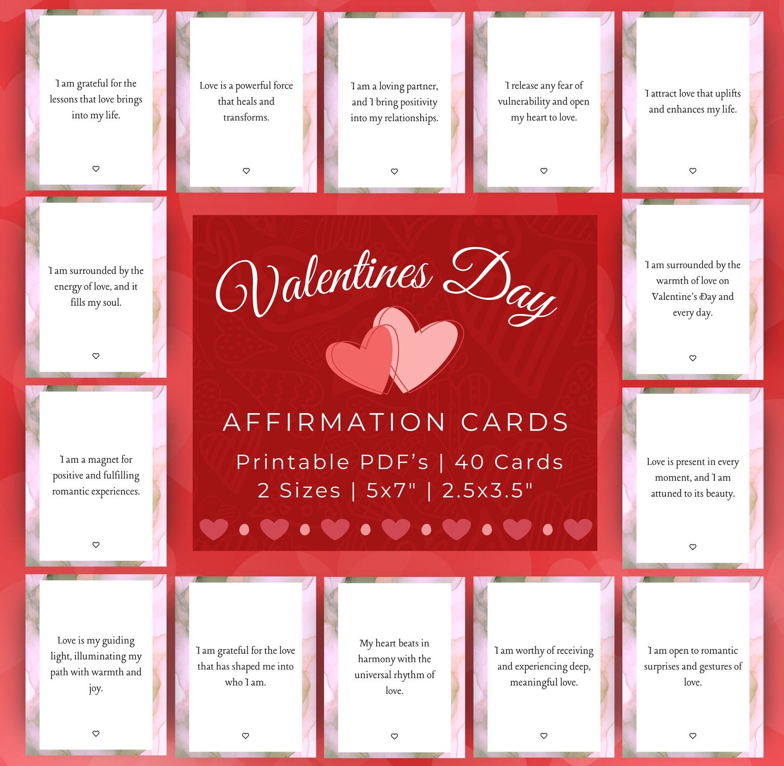 Valentines Day Affirmation Cards, Printable PDF, Self Love and Self ...