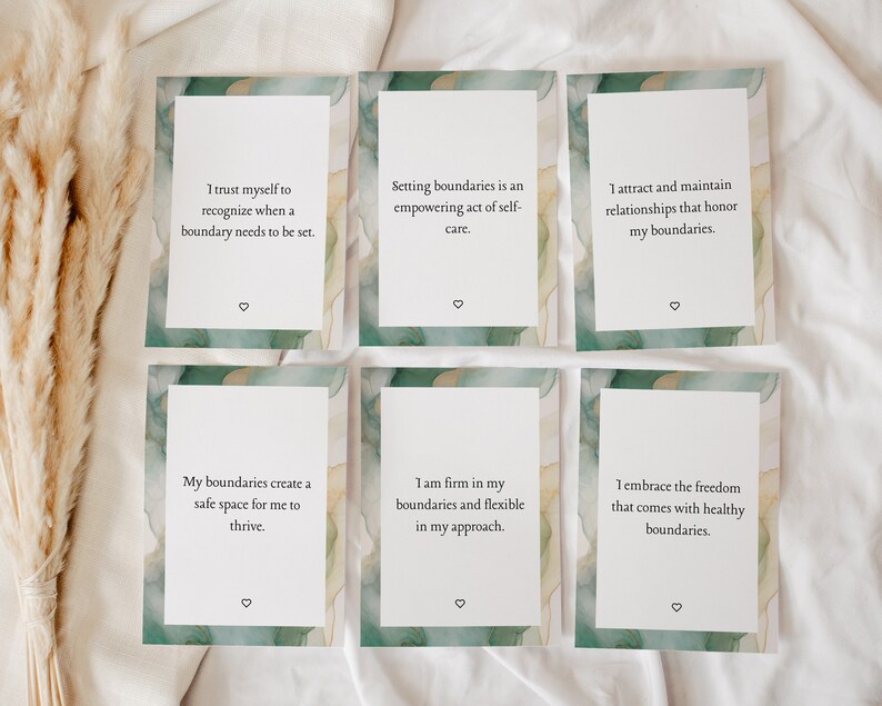 Printable Boundaries Affirmation Cards, Daily Reminders (PDF Download ...