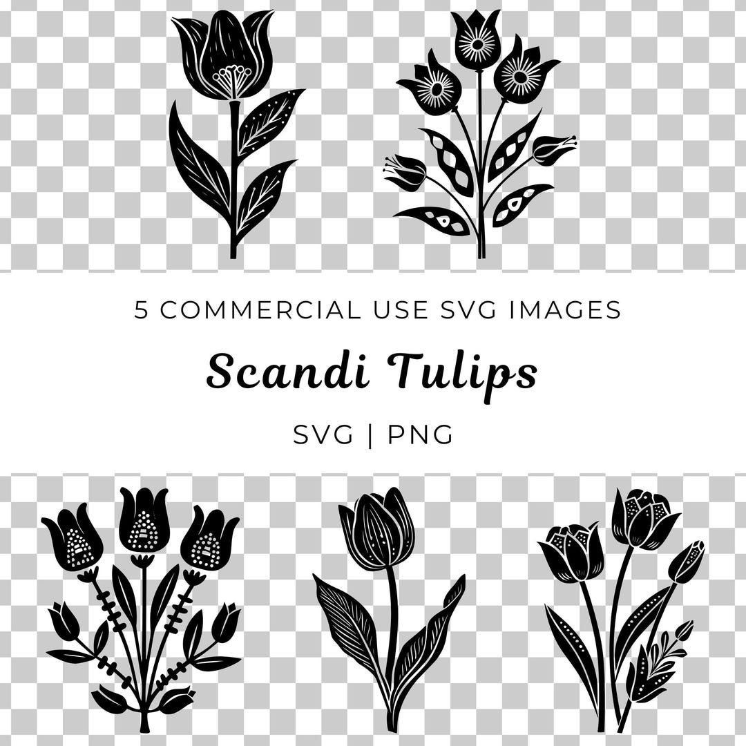 Scandi Style Tulip Svg, Scandinavian Flower Svg, Nordic Floral Svg ...