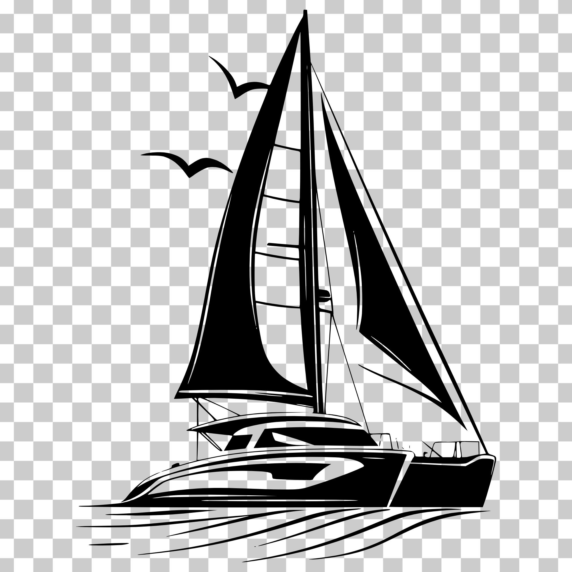 Catamaran SVG Clipart, Nautical Sailing Boat Vector (digital Download ...