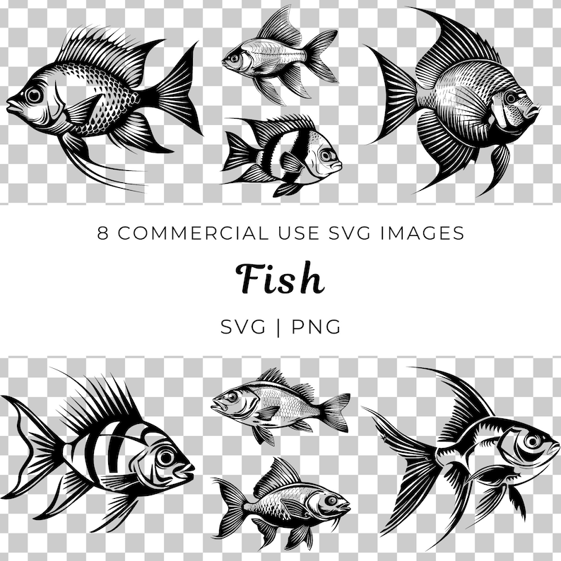Fish SVG Vector Clipart, Marine & Tropical Designs (digital Download ...