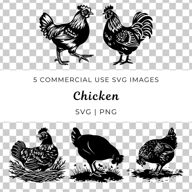 Chicken Svg, Rooster Vector, Hen Svg, Farm Animal Vector, Backyard ...
