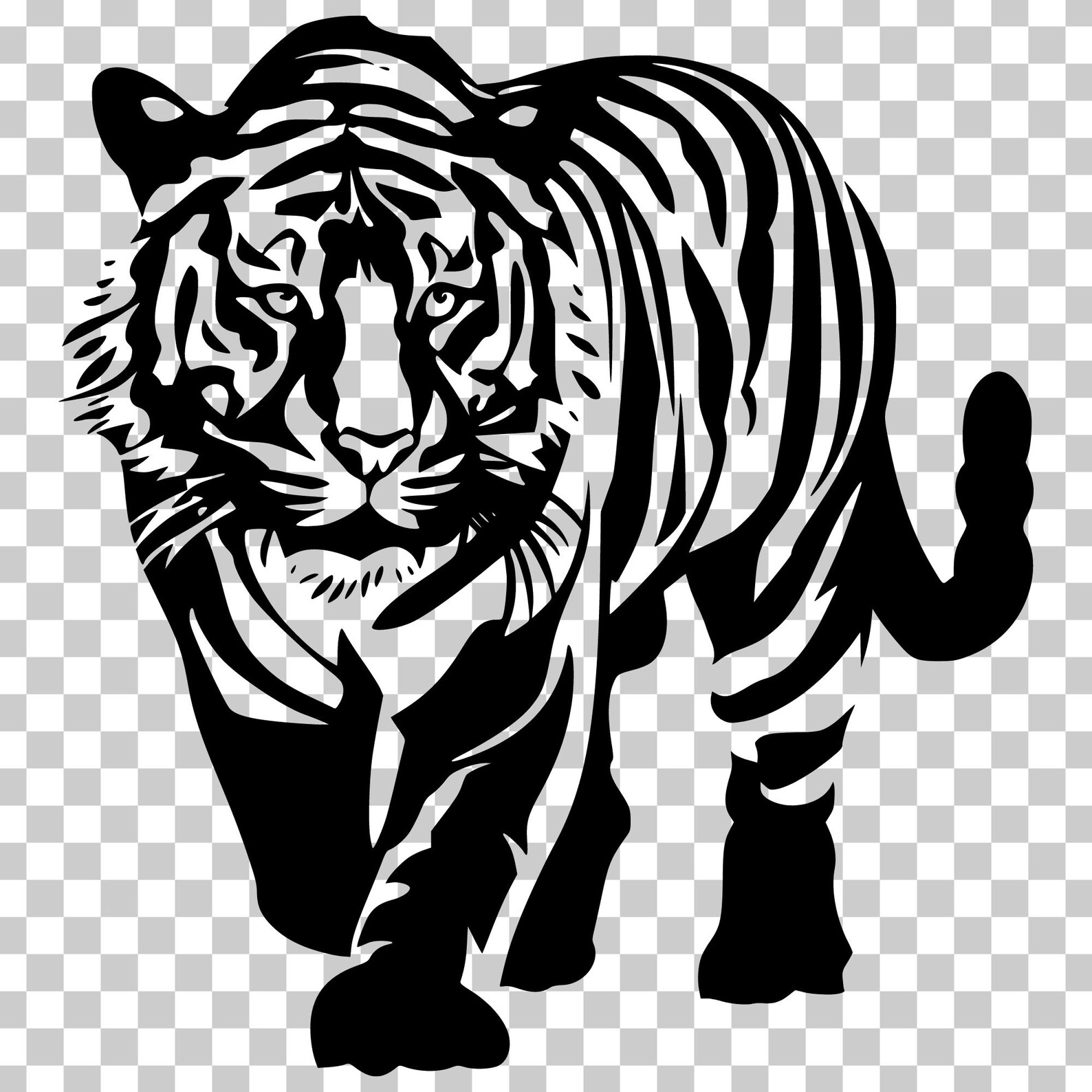 Jungle Tiger Vector, Wild Animal Svg, Big Cat Vector, Fierce Tiger Svg ...