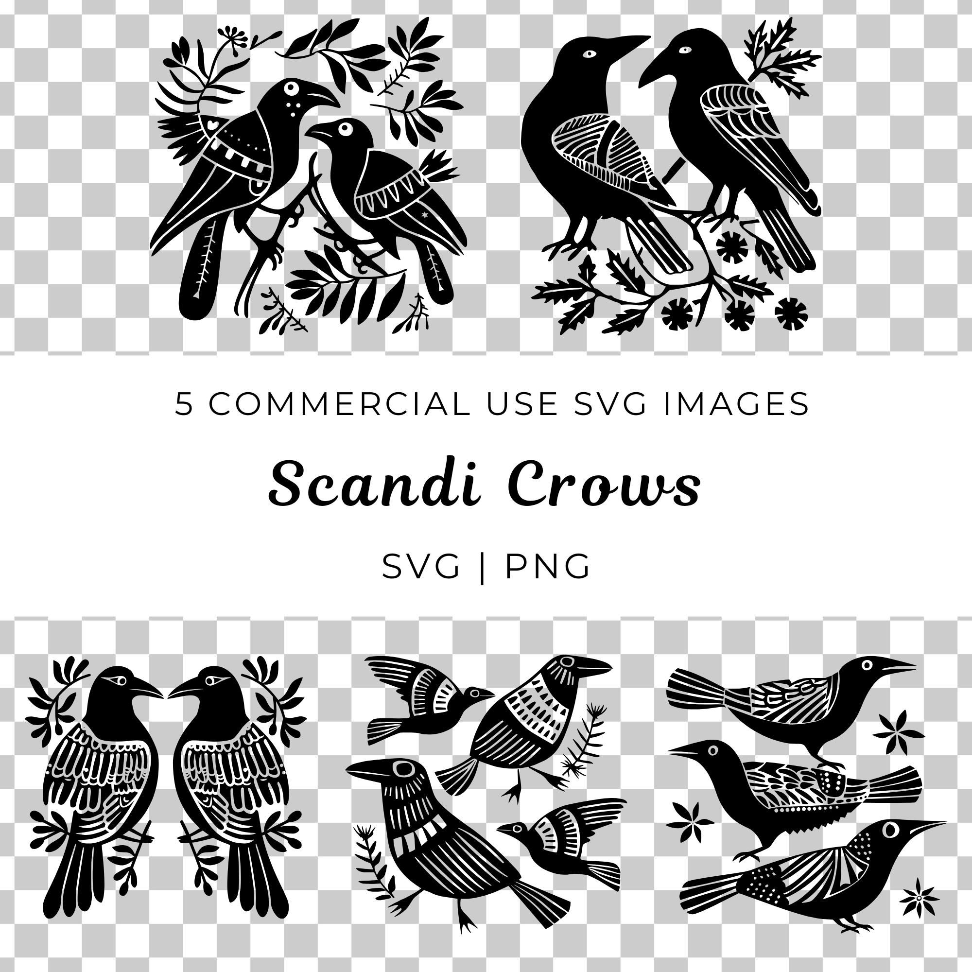 Scandi Crow Svg, Scandinavian Crow Vector, Scandi Raven Svg, Folk Art ...