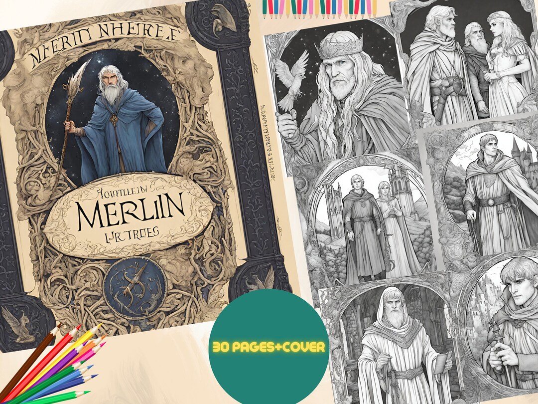 30 Pagesmerlin Themed Printable Coloring Pages Merlin - Etsy