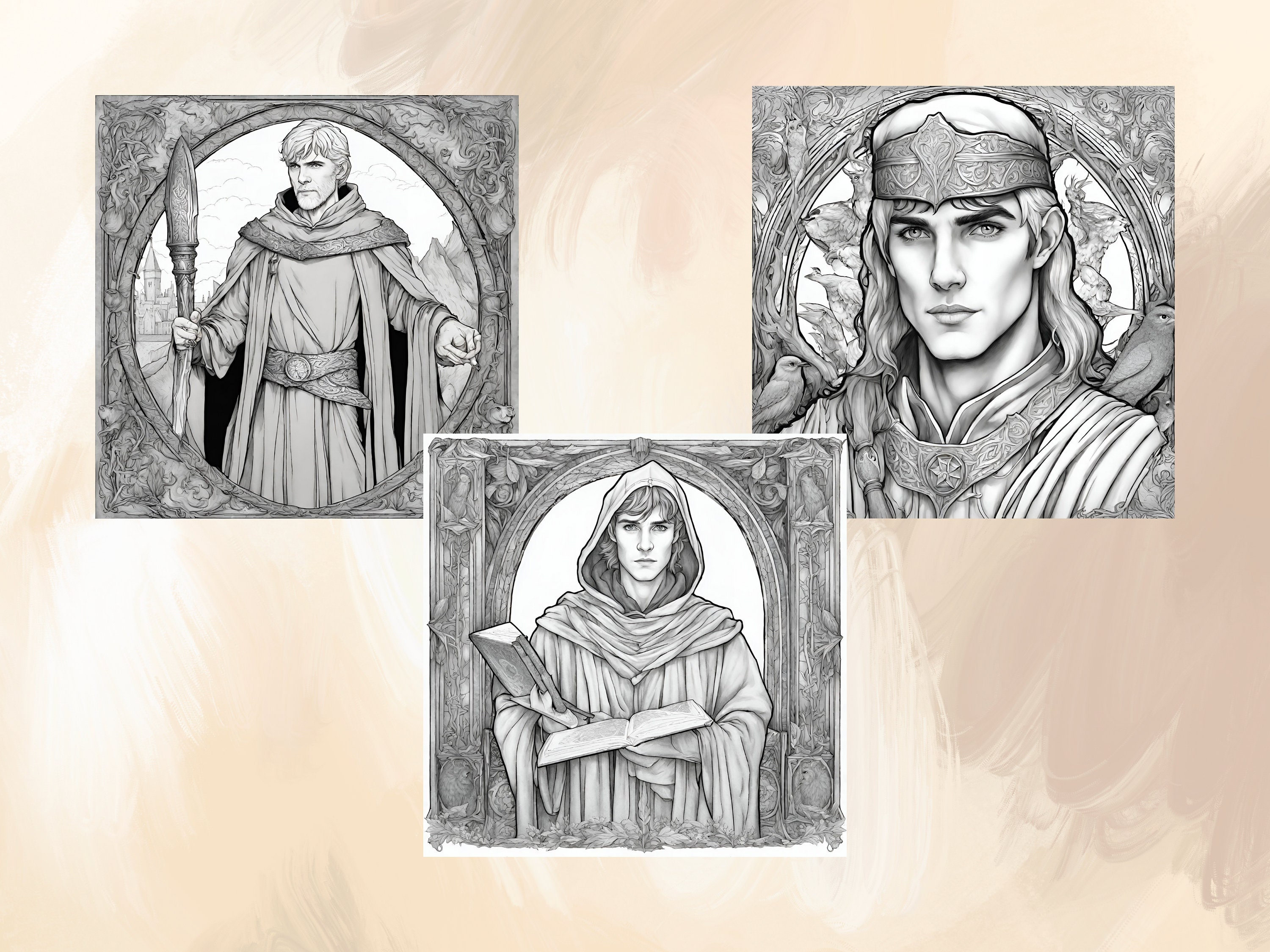 30 Pagesmerlin Themed Printable Coloring Pages Merlin - Etsy