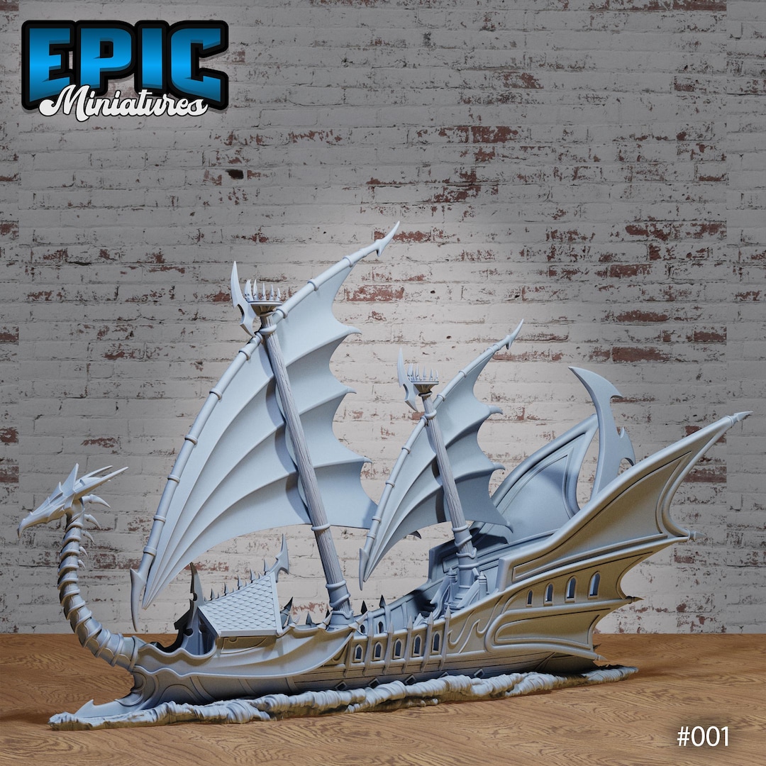 Dark Elf Ship by Epic Miniatures TTRPGDND Pathfinder Dungeons and ...