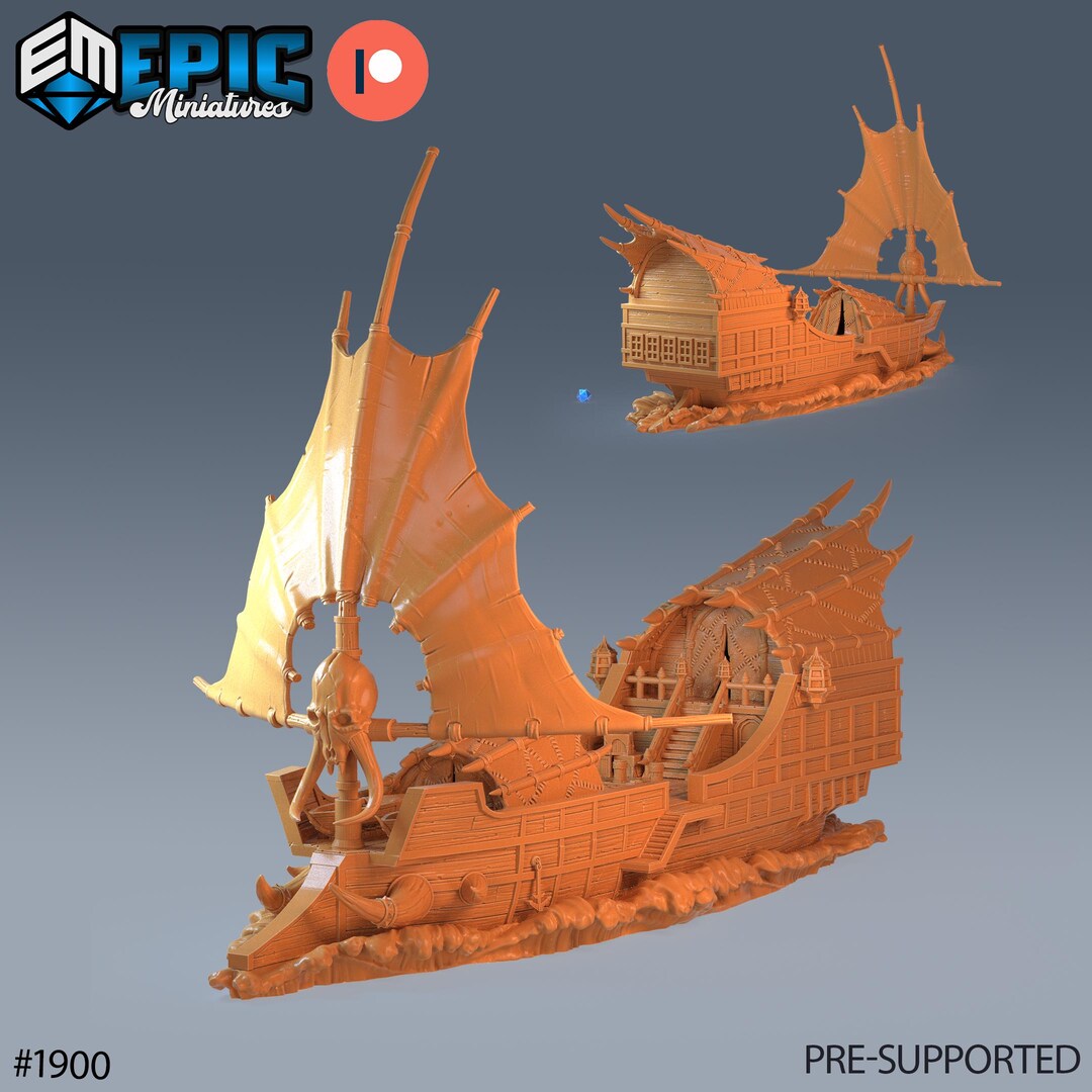 Tribal Ship - the Ramhorn by Epic Miniatures |# 49 - Treasure Hunt| DND ...