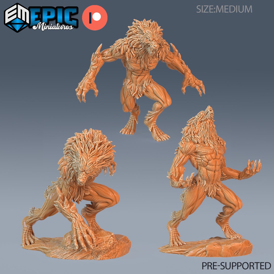 Werewolf Brutes by Epic Miniatures| Caves of Despair Set 44|TTRPG|DND ...
