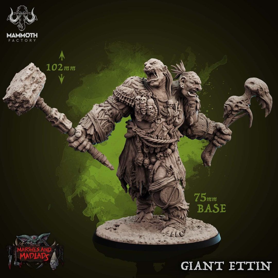 Giant Ettin Miniature Orc Giant by Mammoth Factory |marshes and Madlads ...