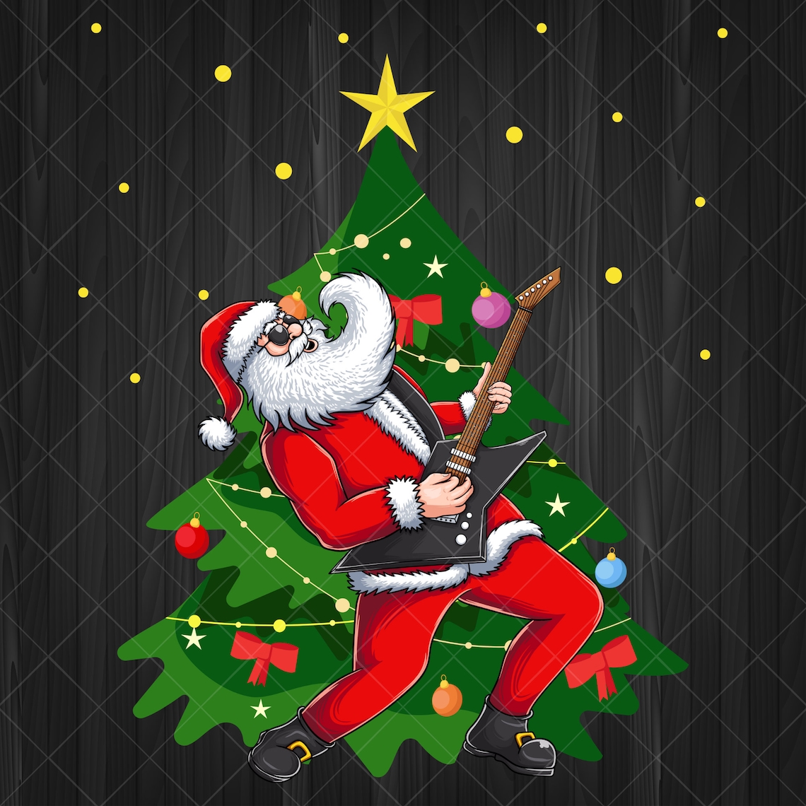 Christmas Rock Star Santa Svg Png, Rockin Around the Christmas Tree Svg ...