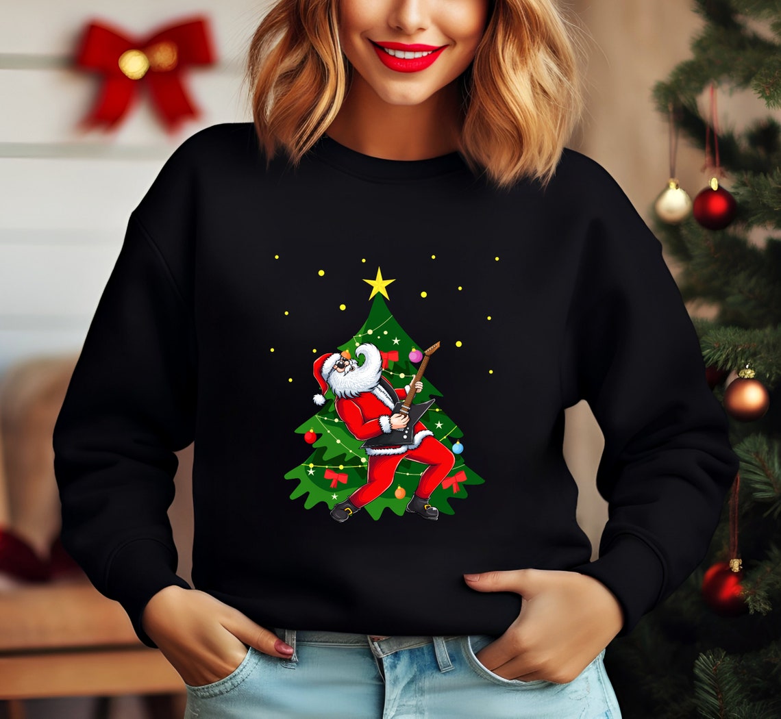 Christmas Rock Star Santa Svg Png, Rockin Around the Christmas Tree Svg ...