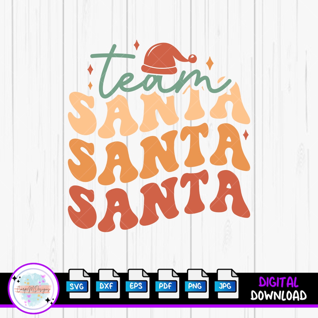 Team Santa Svg, Christmas Squad, Santa Shirt, Retro Santa Tshirt ...