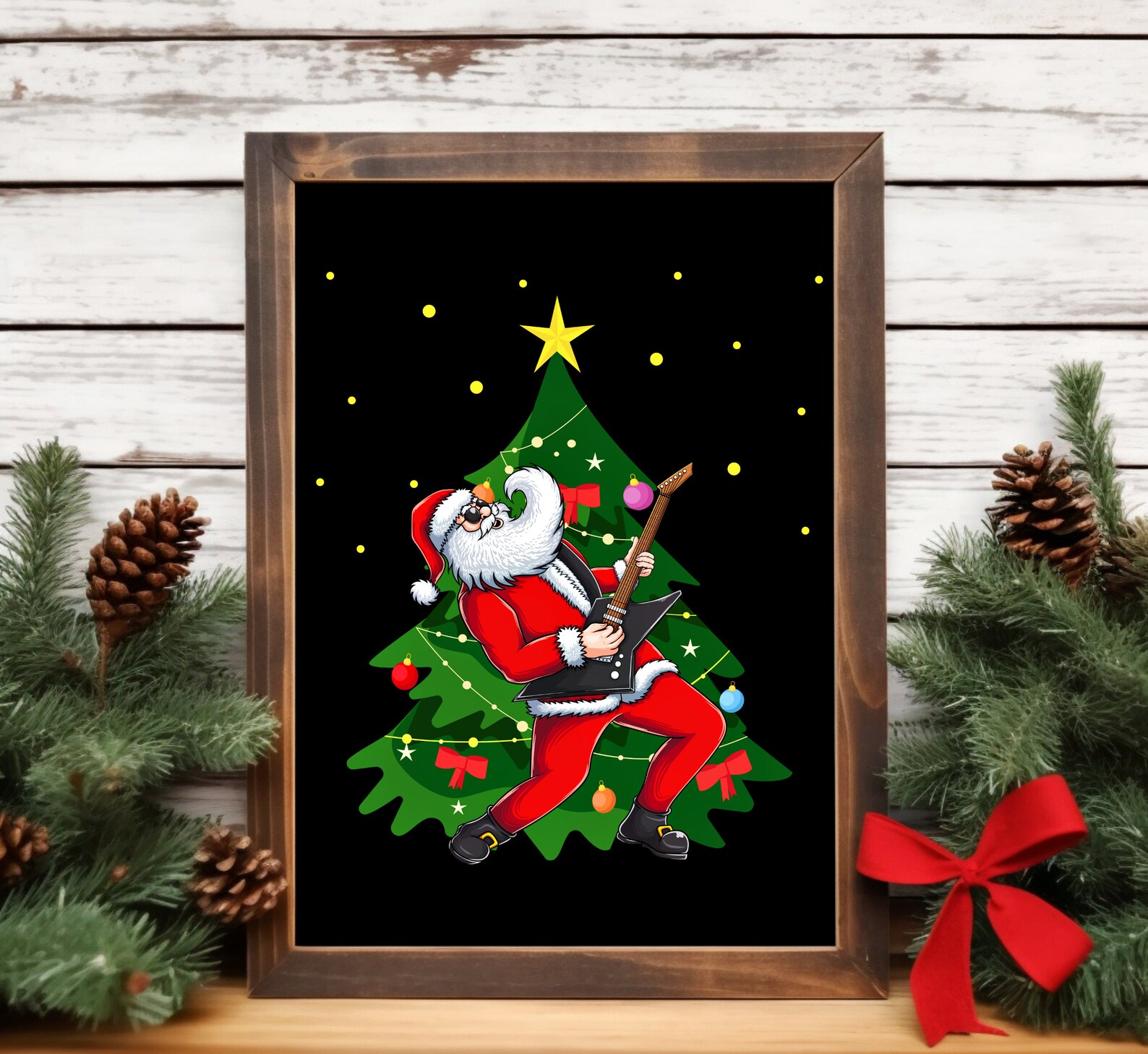Christmas Rock Star Santa Svg Png, Rockin Around the Christmas Tree Svg ...